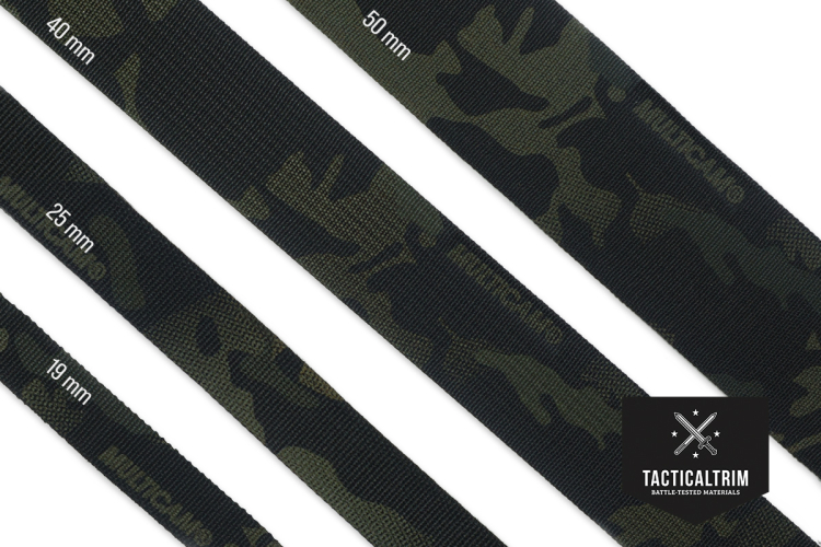 Nylon Webbing MultiCam Black 50 mm 2.00 Double Side Printed CUSTOM CUT 6 00
